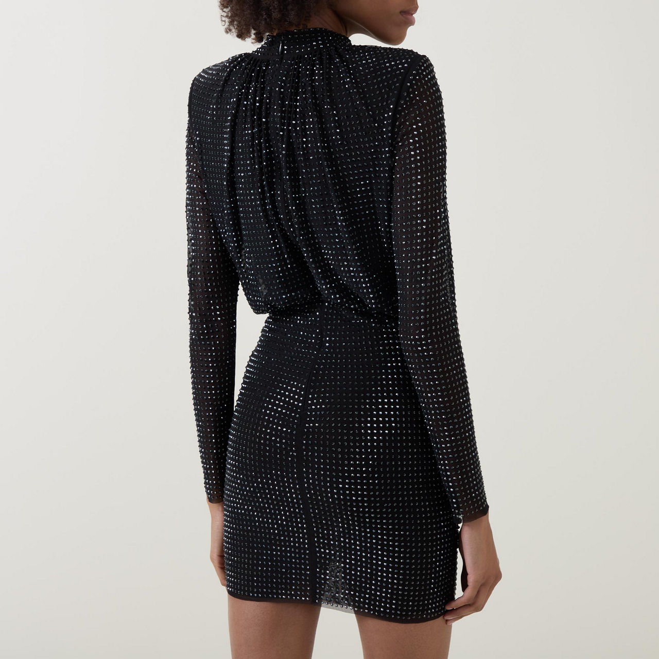 SELF-PORTRAIT Rhinestone Mesh Mini Dress