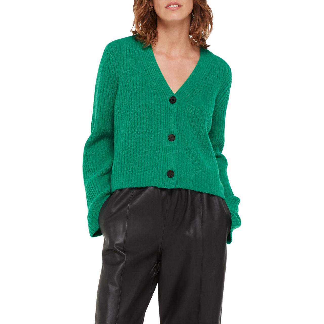 WHISTLES Ribbed Knit Cardigan