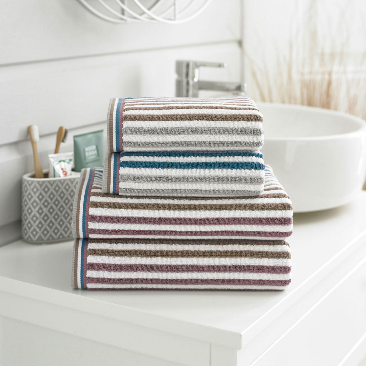Hanover Striped Towel Walnut