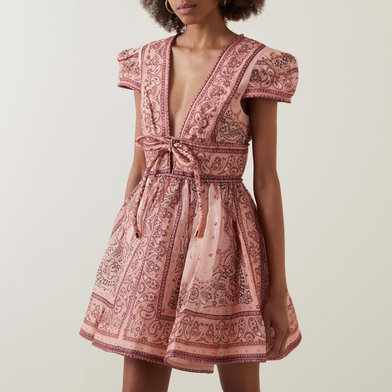ZIMMERMANN Printed Bow Mini Dress