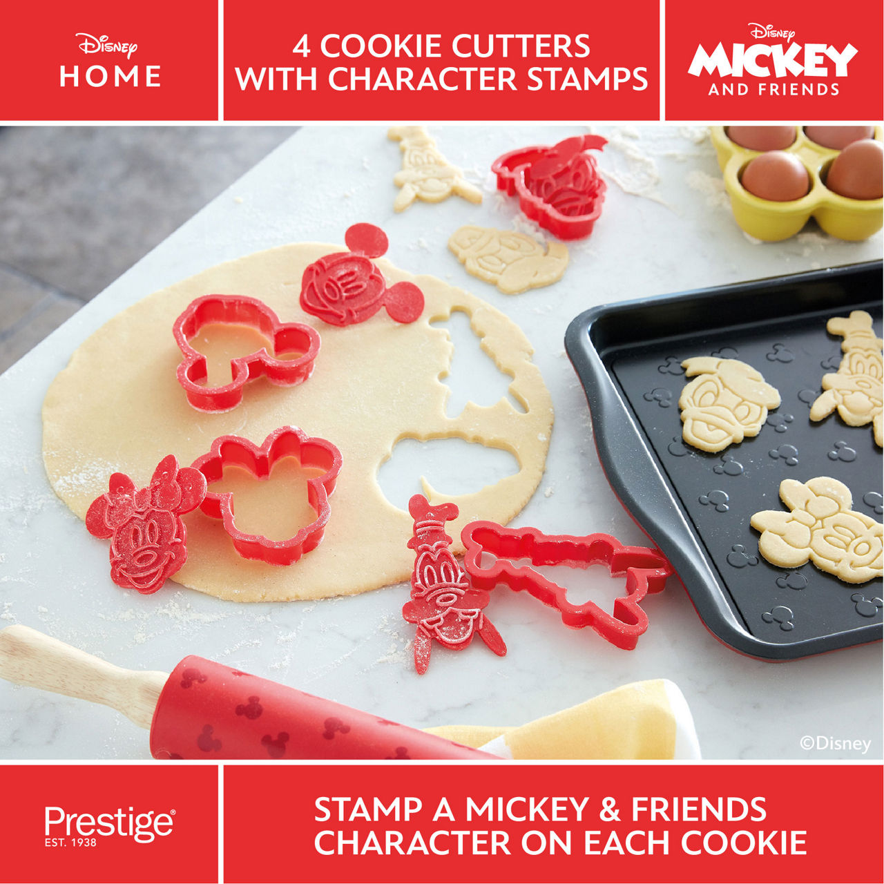 PRESTIGE Prestige X Disney Bake with Mickey Cookie Cutters Four Piece Set