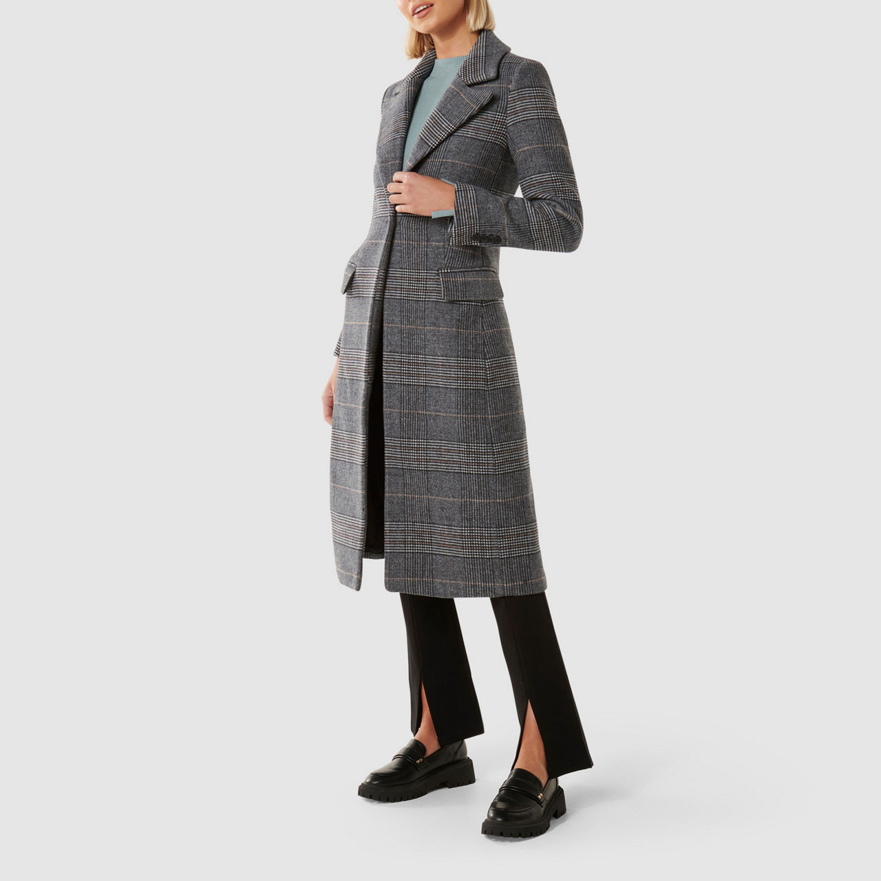 FOREVER NEW Archie Fitted Check Coat
