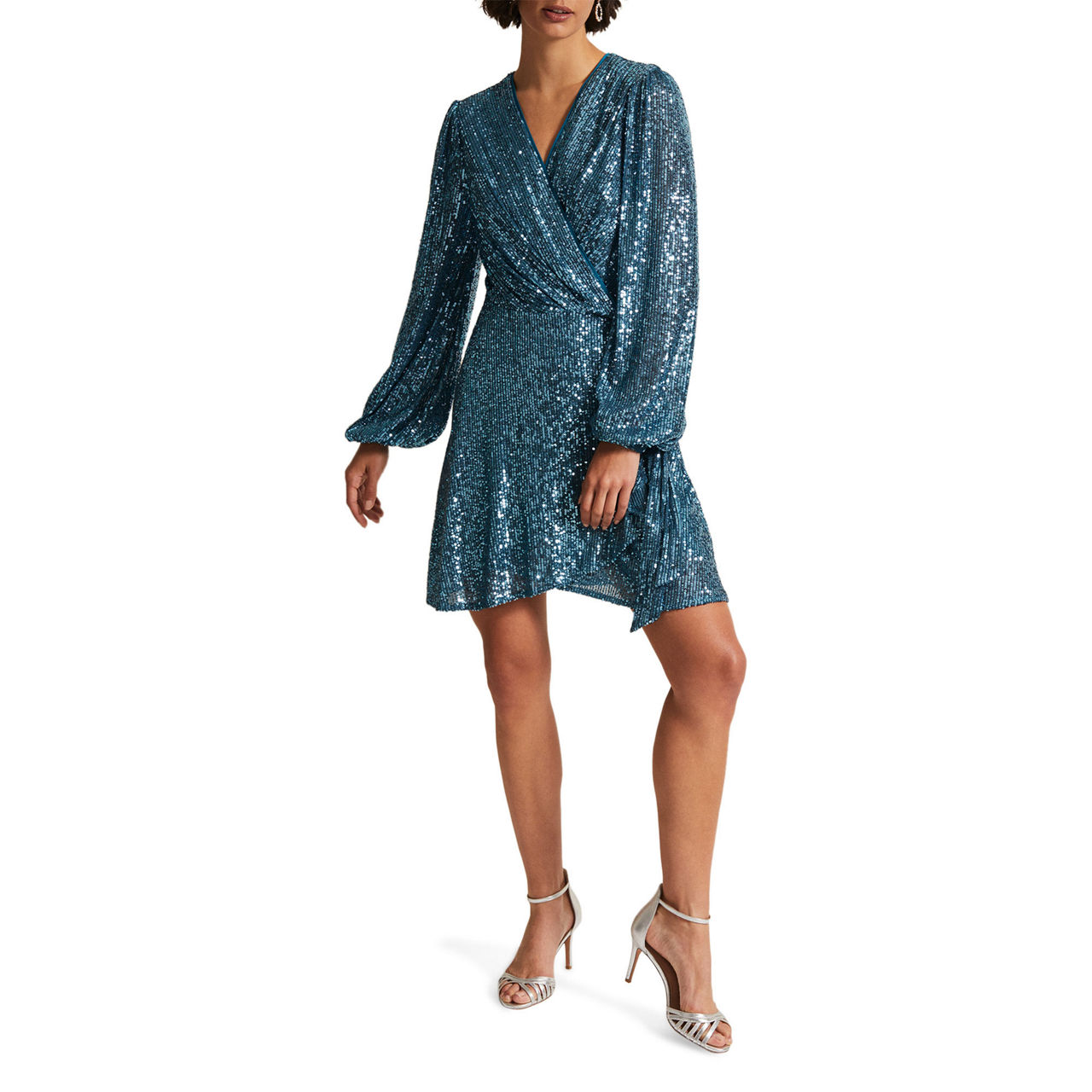 PHASE EIGHT Carissa Sequin Mini Wrap Dress