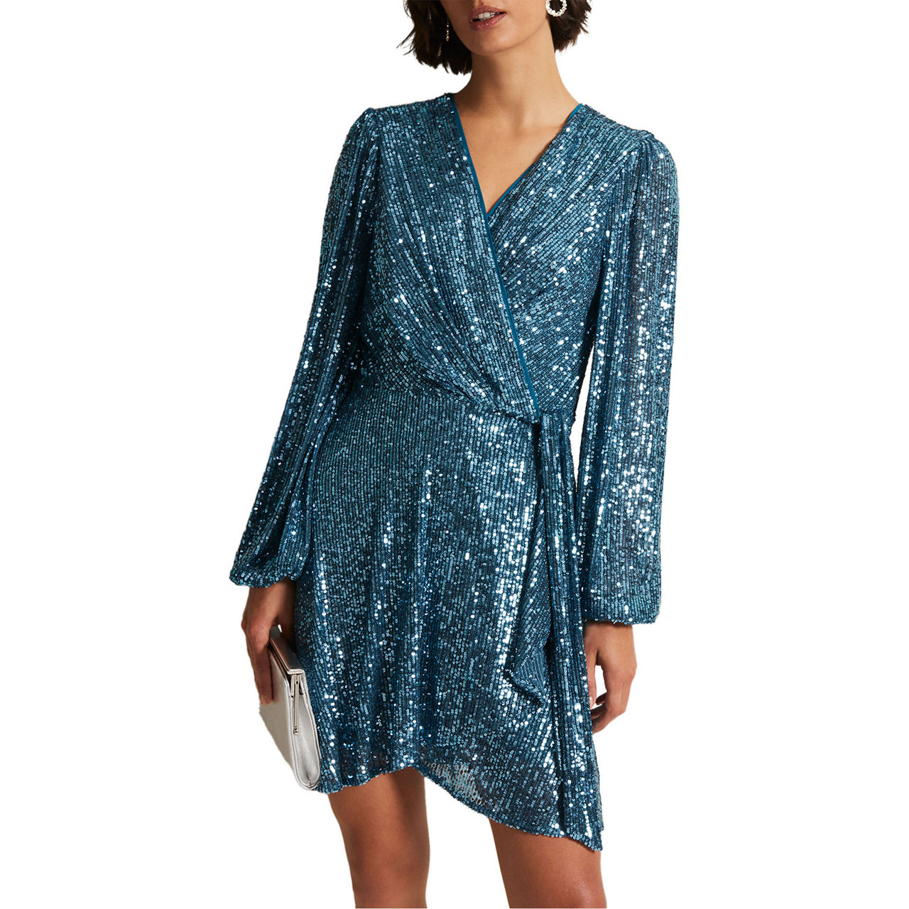 PHASE EIGHT Carissa Sequin Mini Wrap Dress