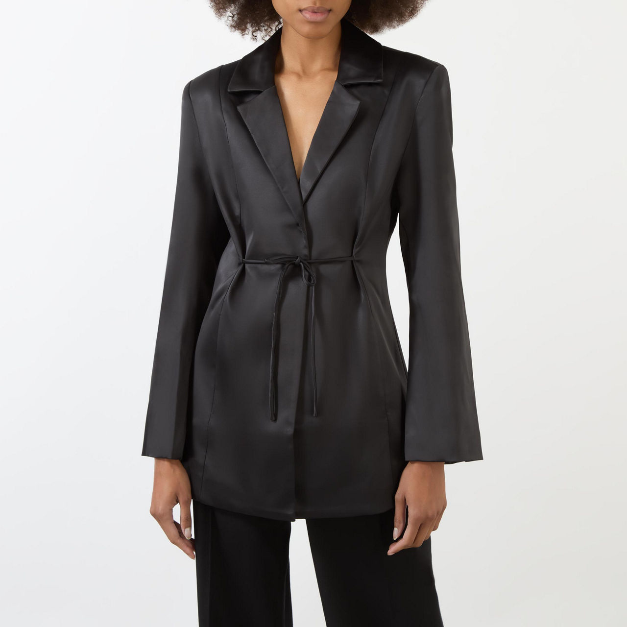 GANNI Satin Tie-String Blazer