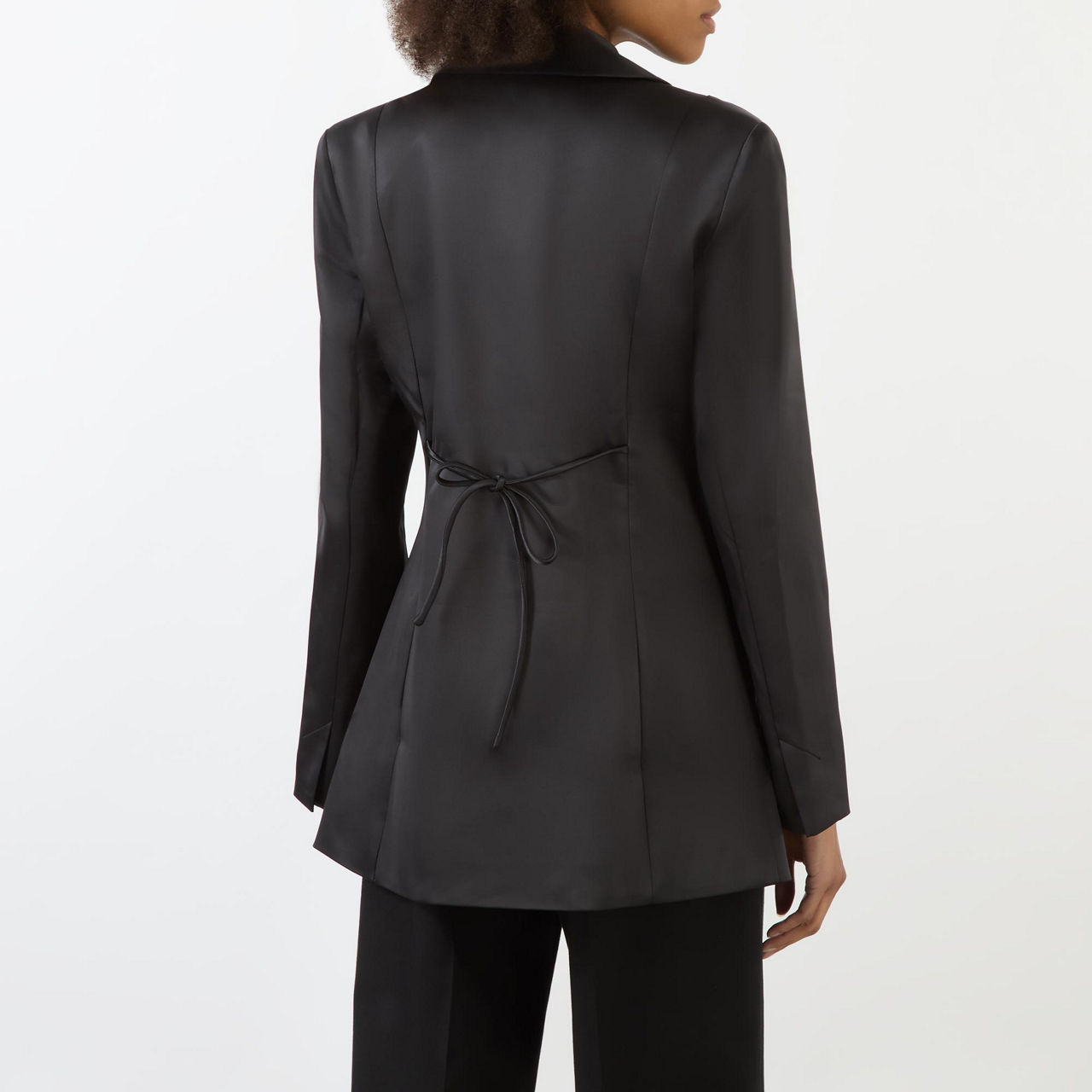 GANNI Satin Tie-String Blazer
