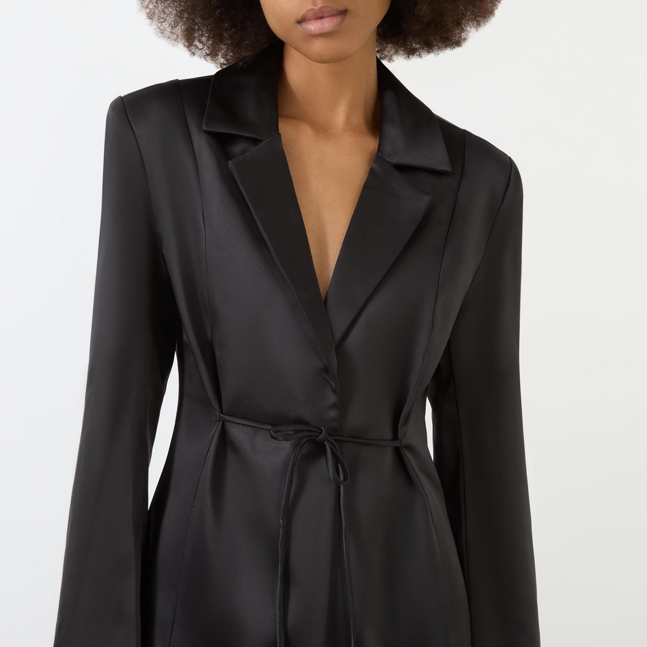 GANNI Satin Tie-String Blazer