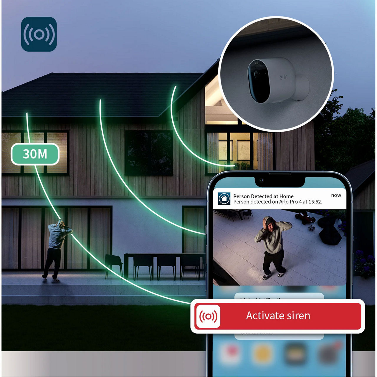 Arlo White Pro 2K HDR 180 Degree Spotlight Cam