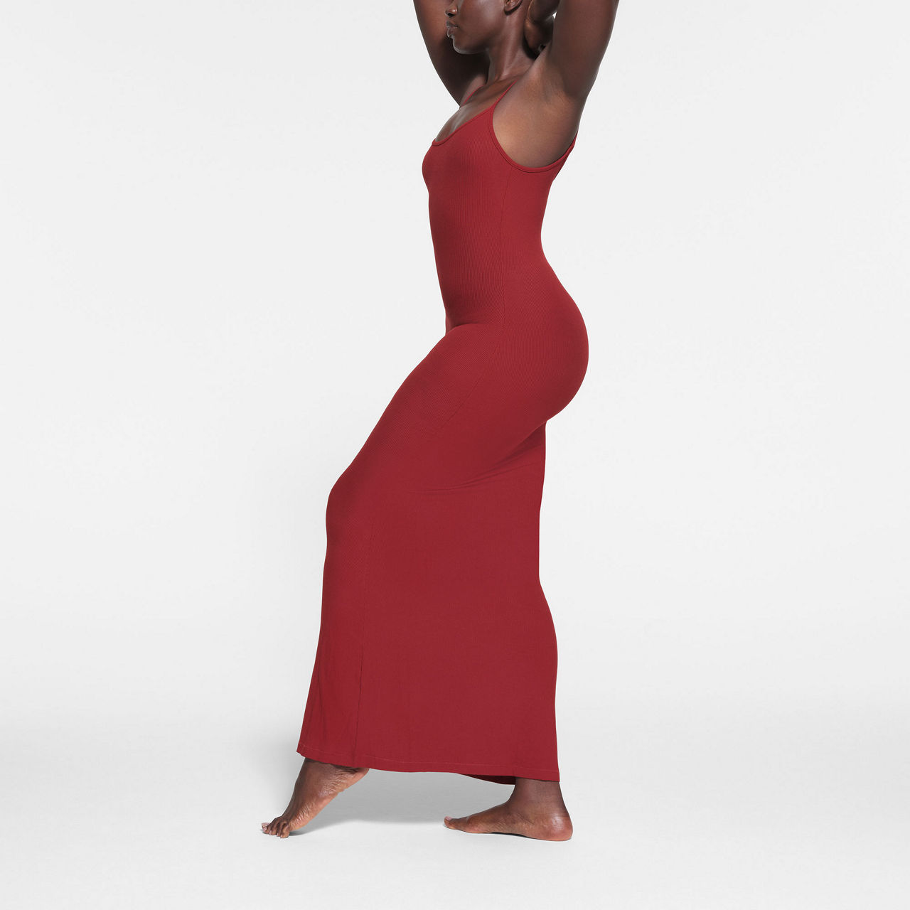 SKIMS Long Slip Dress Brick