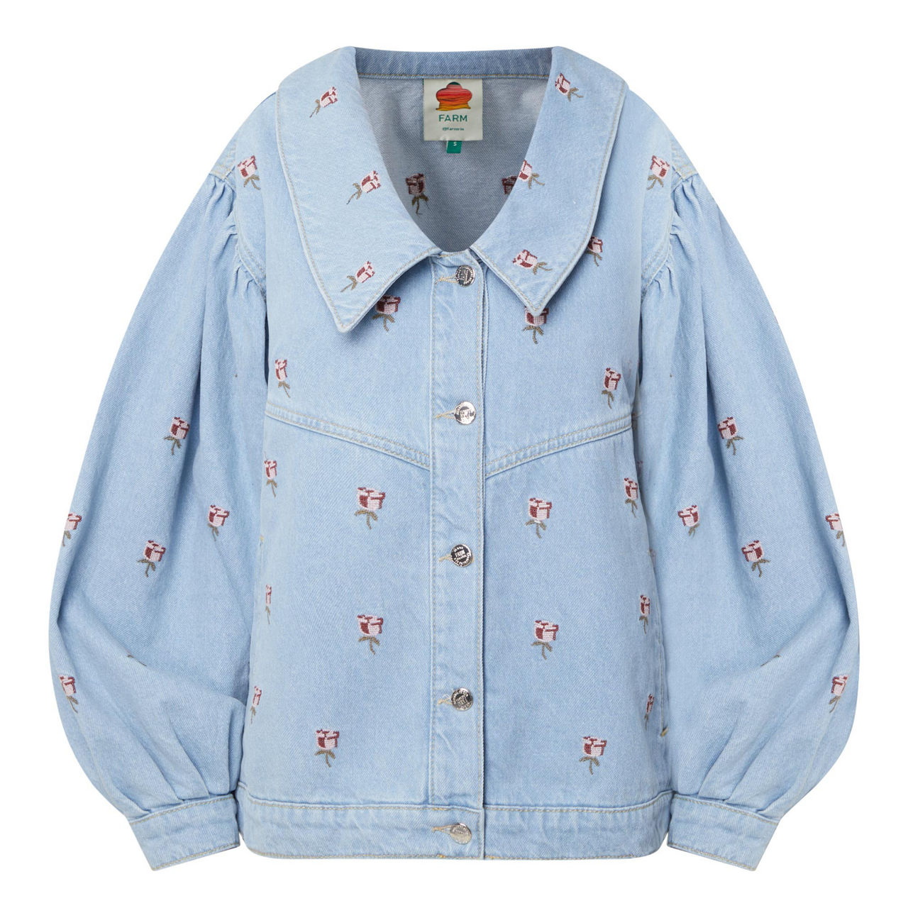 FARM RIO Rose Embroidered Denim Jacket