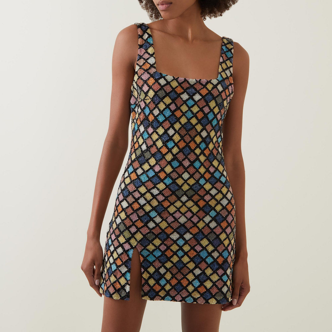 STAUD Le Sable Diamond Pattern Mini Dress