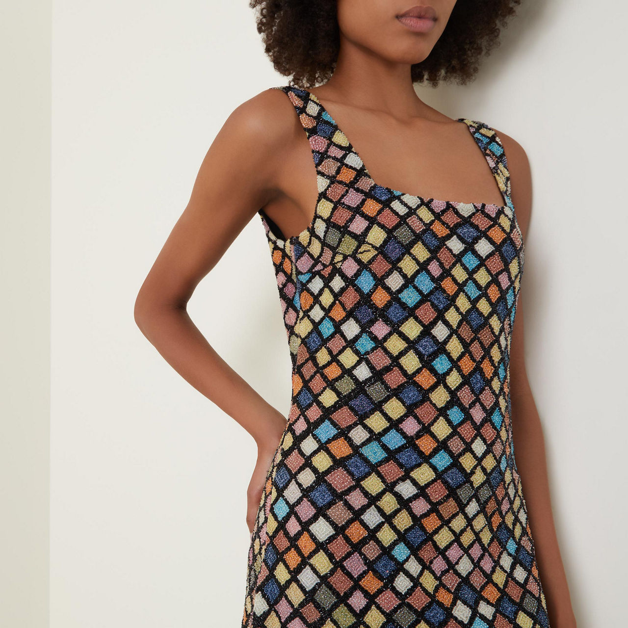 STAUD Le Sable Diamond Pattern Mini Dress