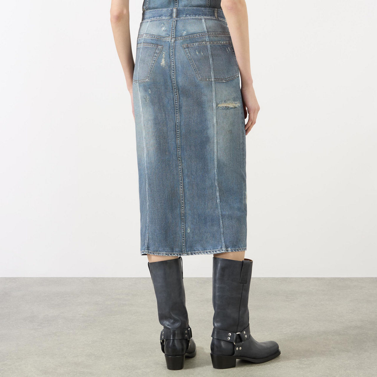 ACNE STUDIOS Distressed Denim-Effect Skirt