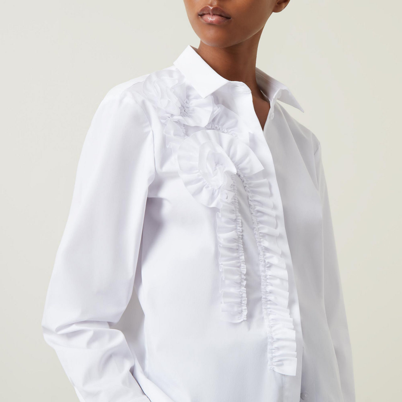 Ruffle-Detail Button-Down Shirt