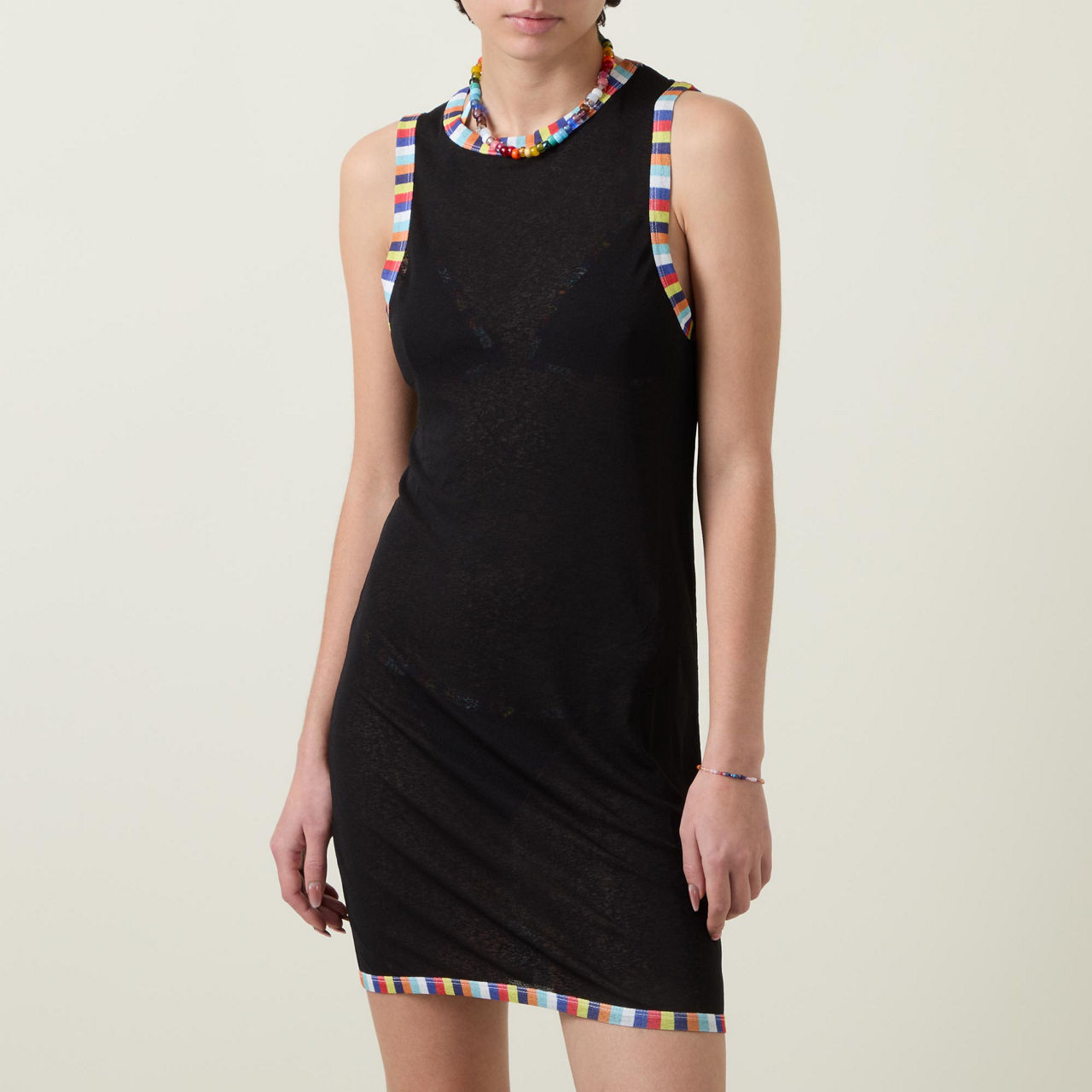 ITS NOW COOL Tallow Duo Sheer Mini Dress