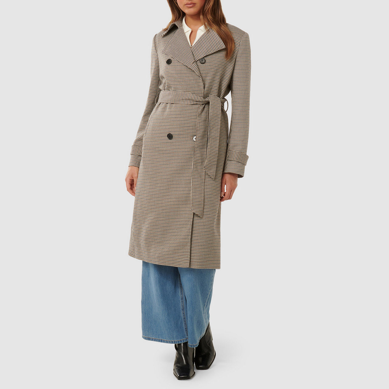 FOREVER NEW Charlie Checked Trench Coat