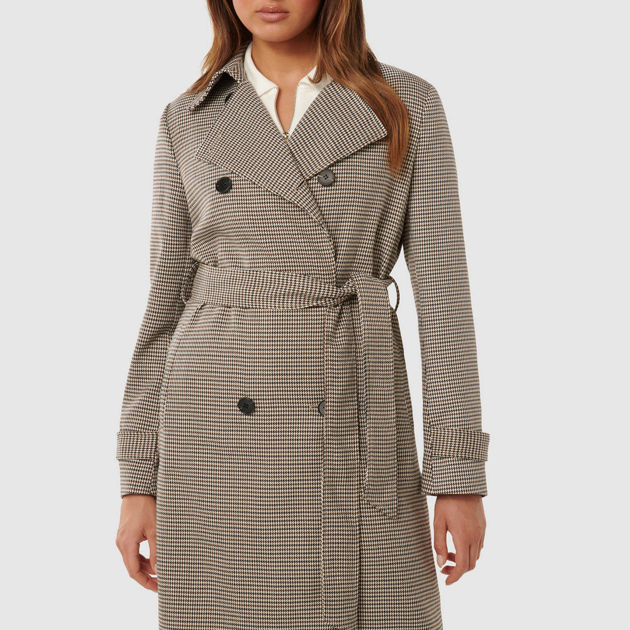 FOREVER NEW Charlie Checked Trench Coat