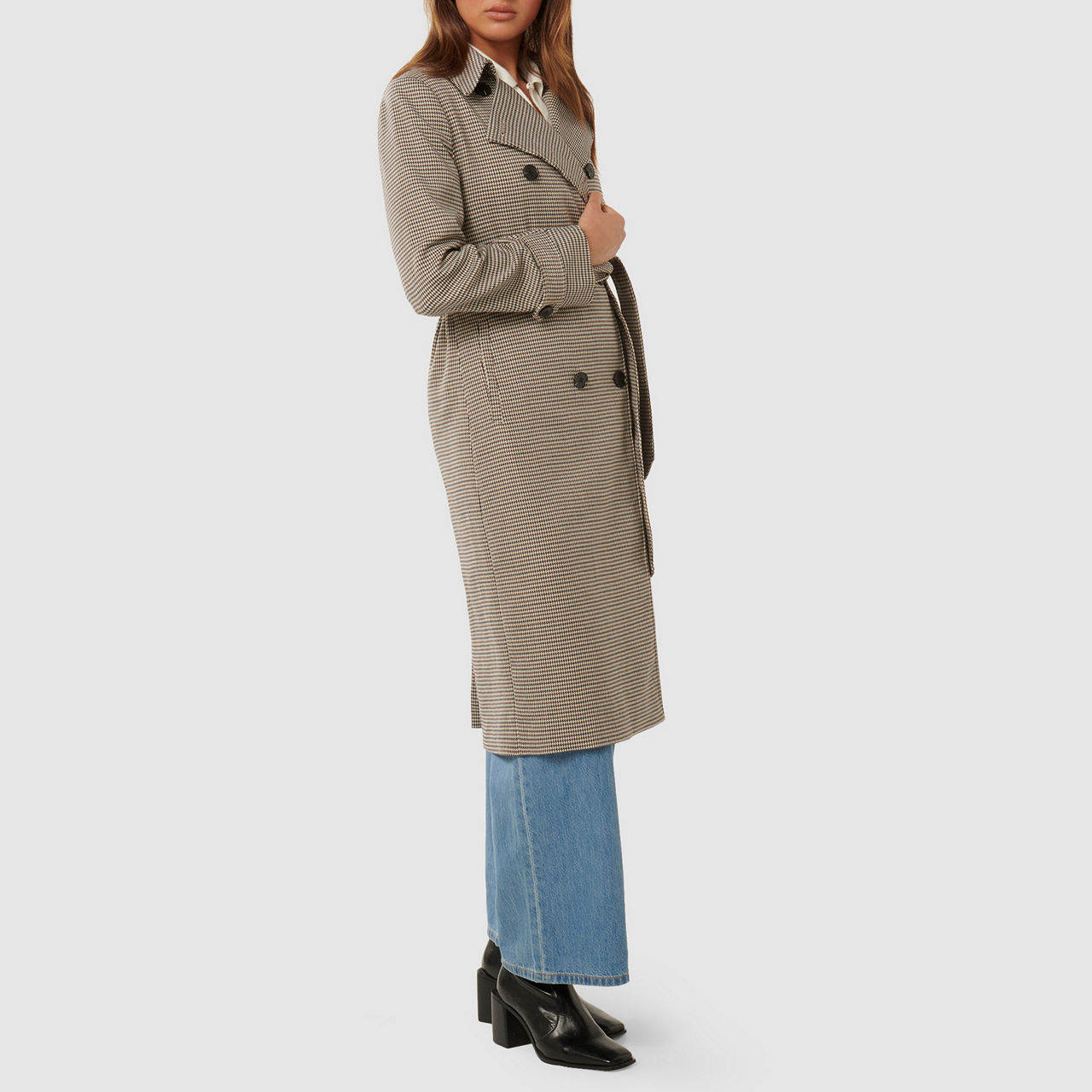 FOREVER NEW Charlie Checked Trench Coat