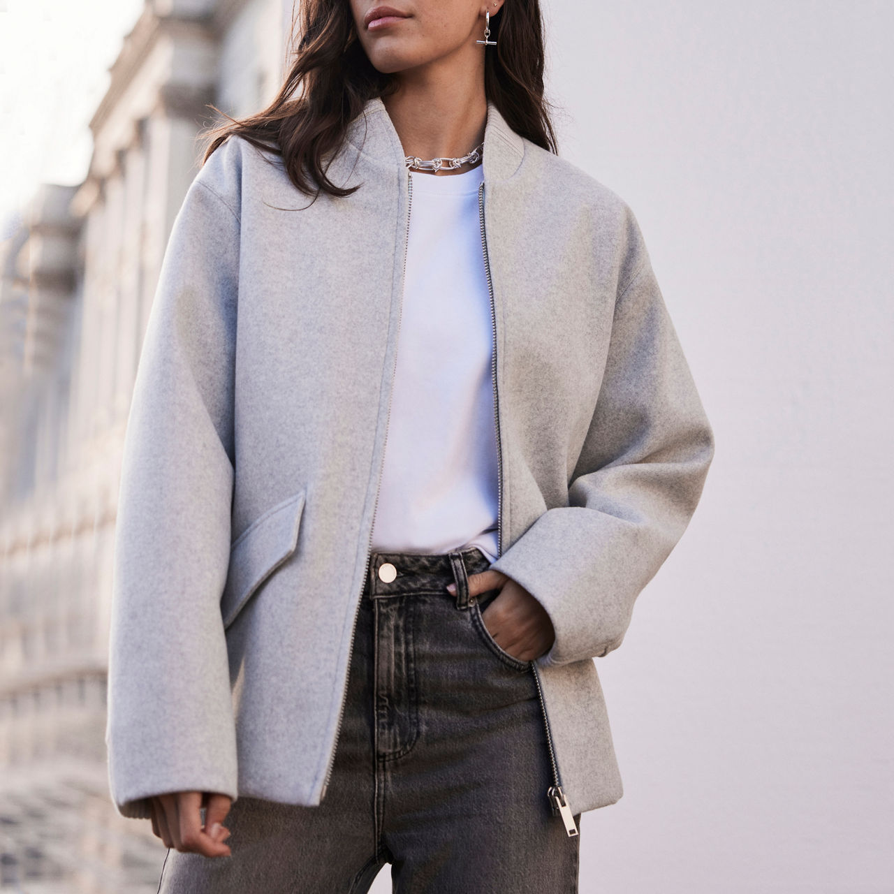 MINT VELVET Ribbed Detail Bomber Jacket