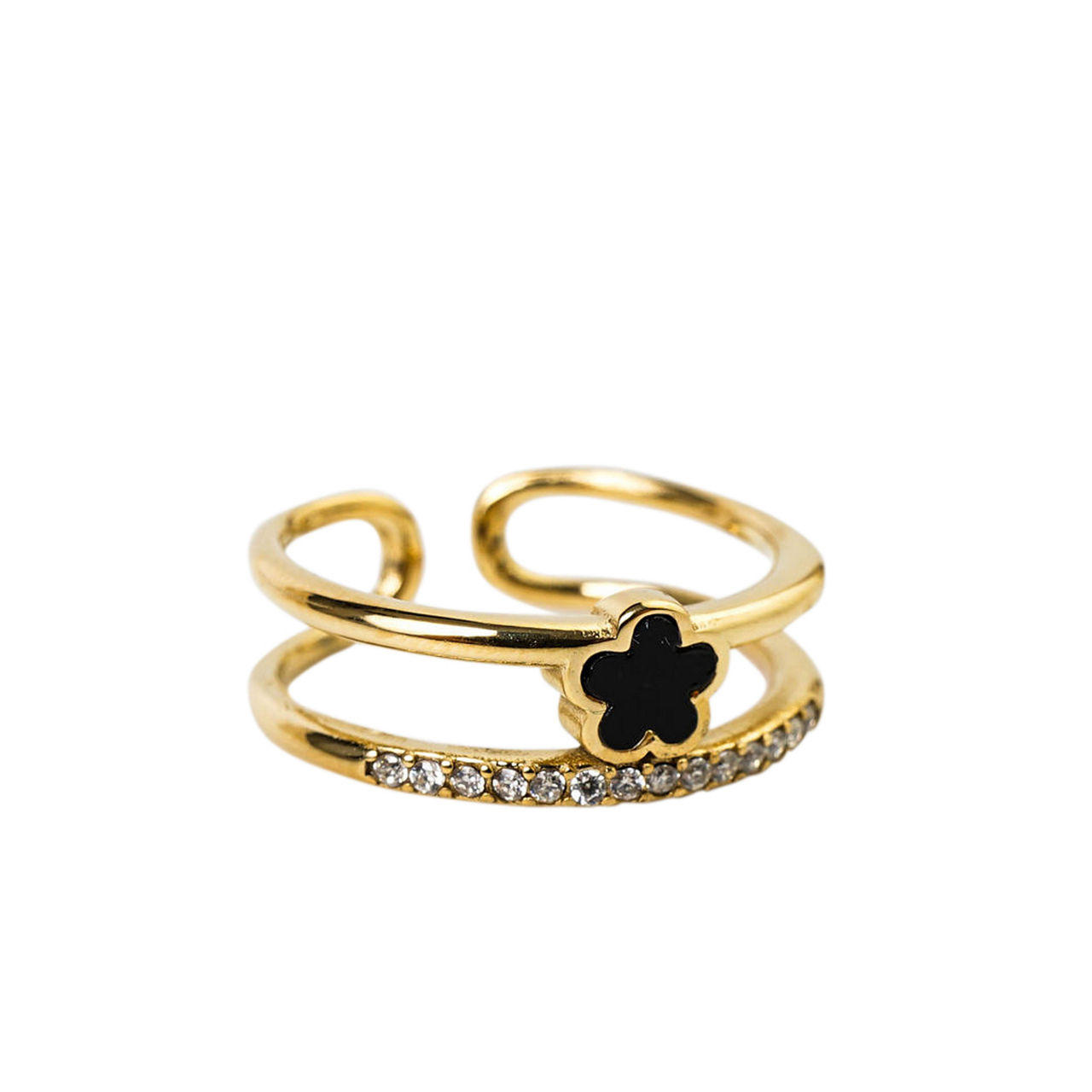 Double Layer Clover Ring