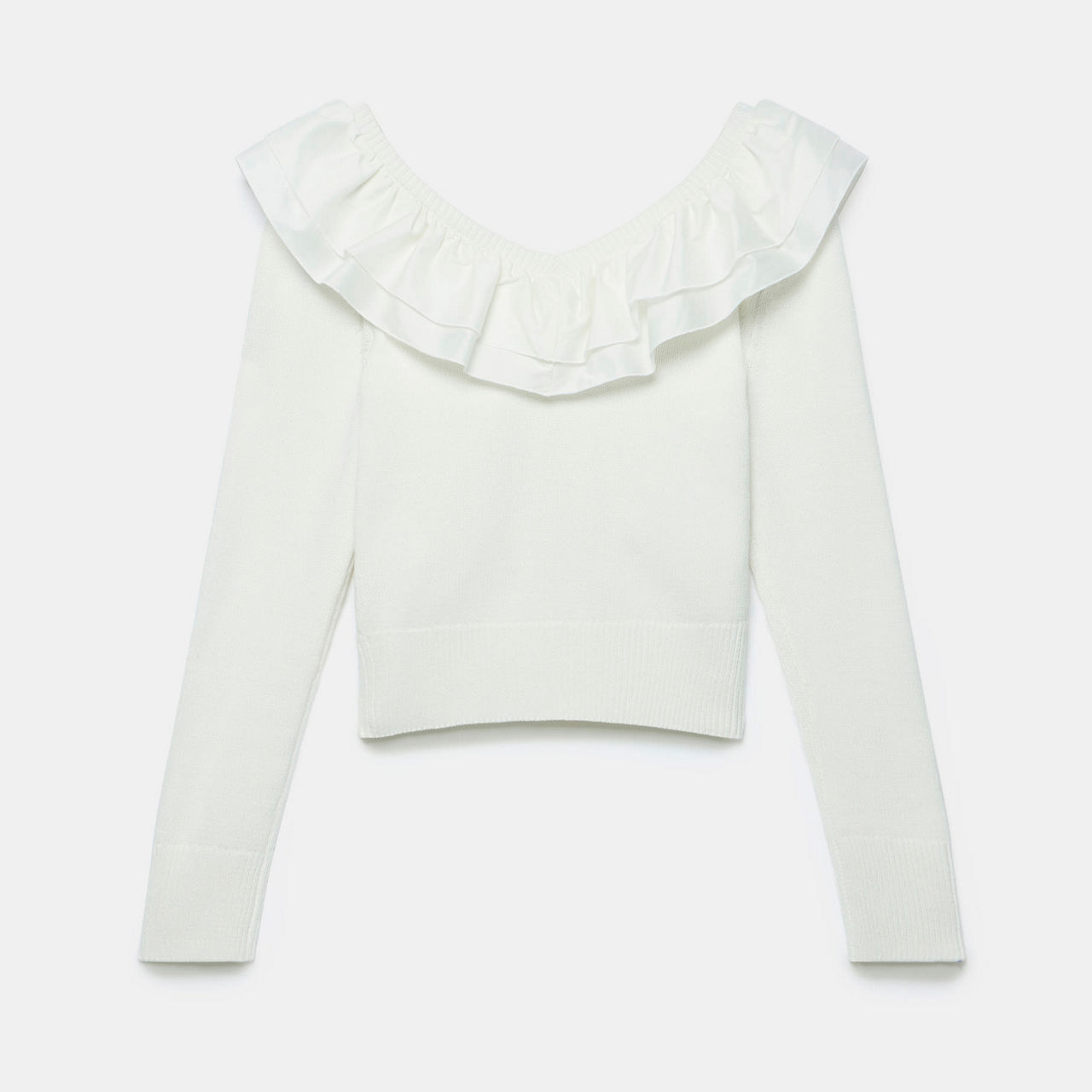 Ruffled Cropped Sweater