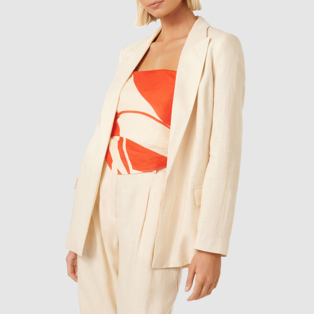 FOREVER NEW Lacey Open Linen Blazer