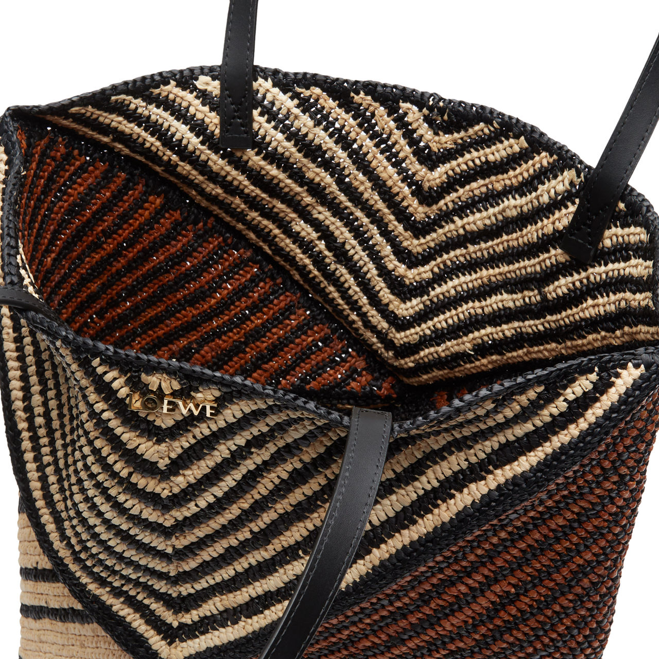 LOEWE Puzzle Fold Raffia Medium Tote