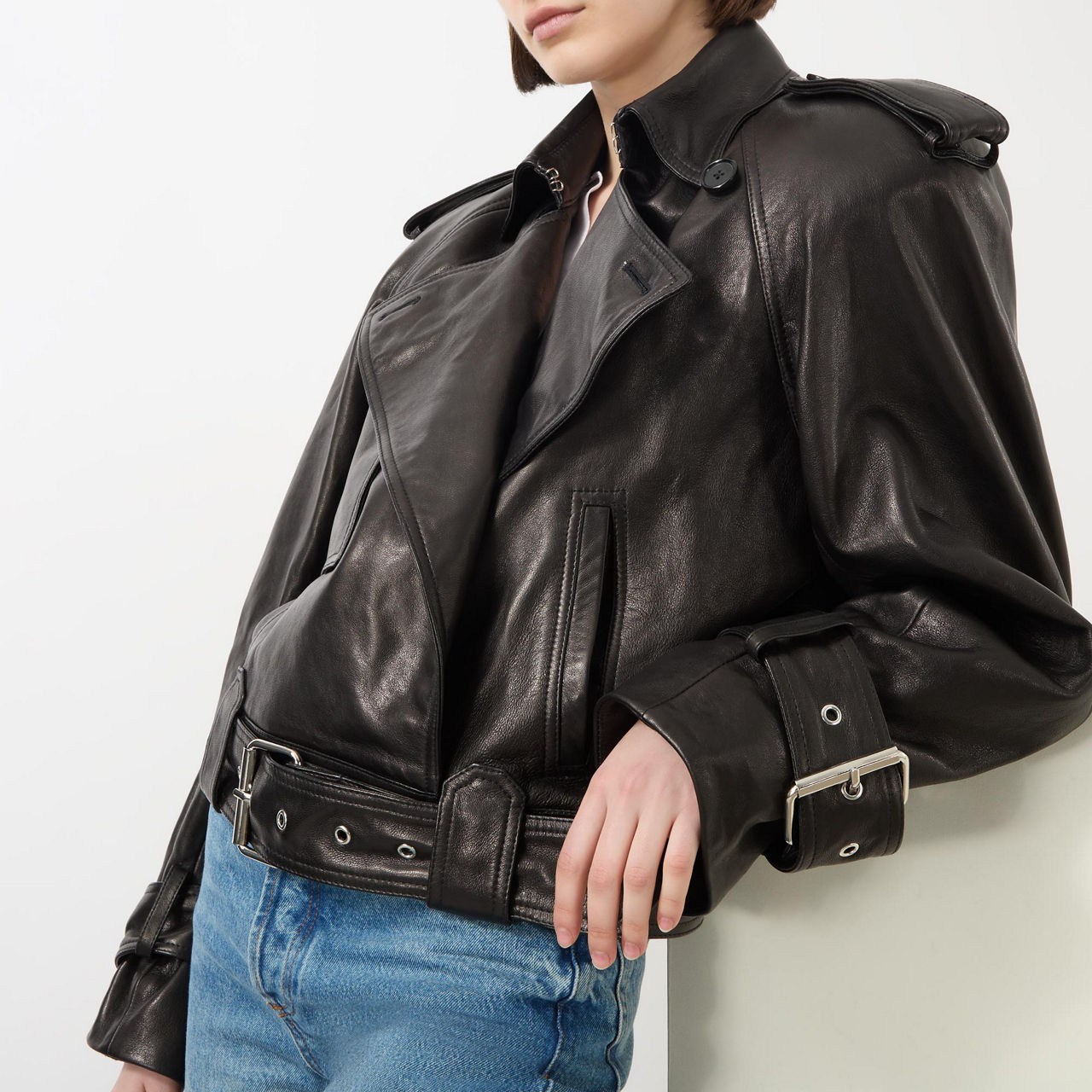 KHAITE Belted Leather Jacket