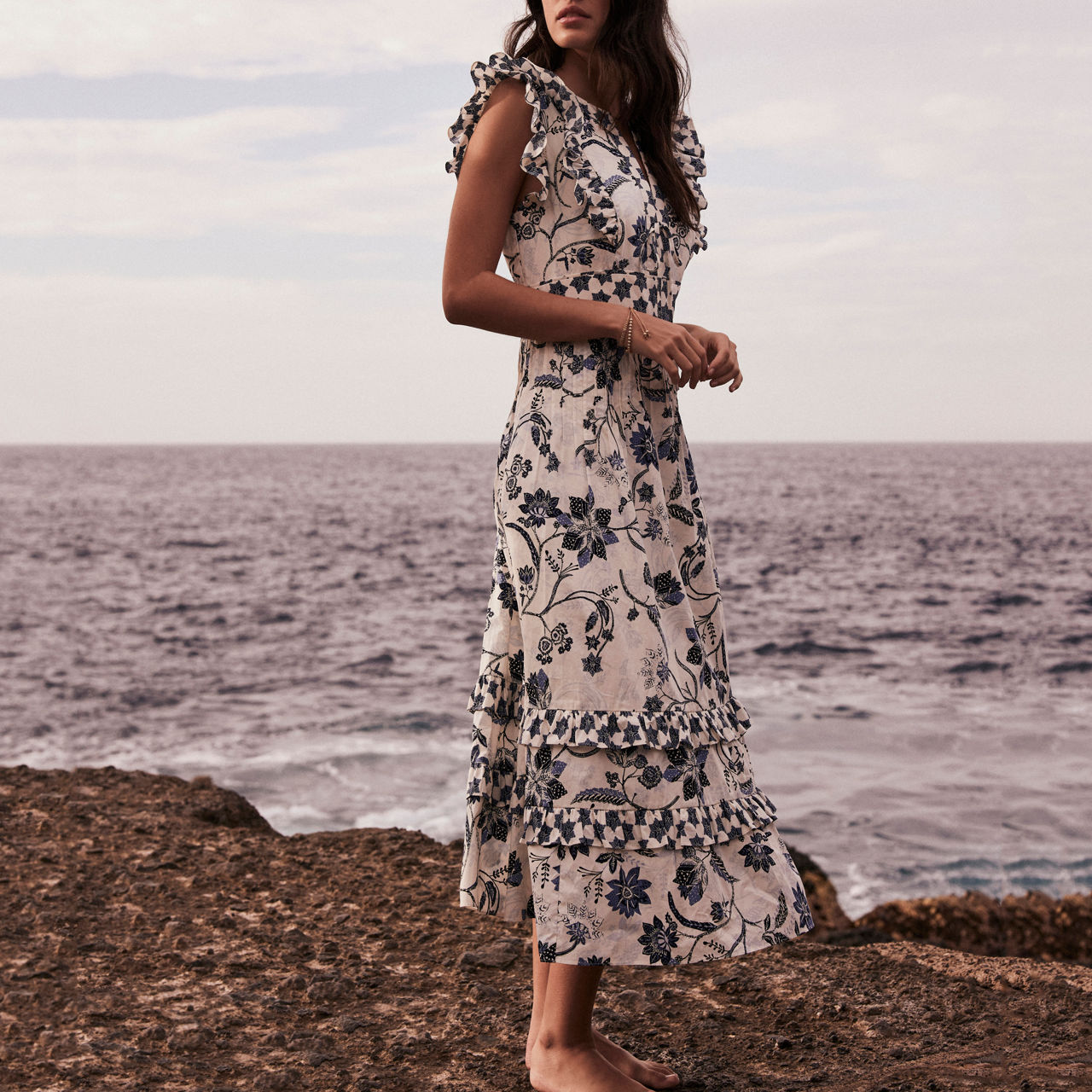 MINT VELVET Floral Ruffle Flared Dress