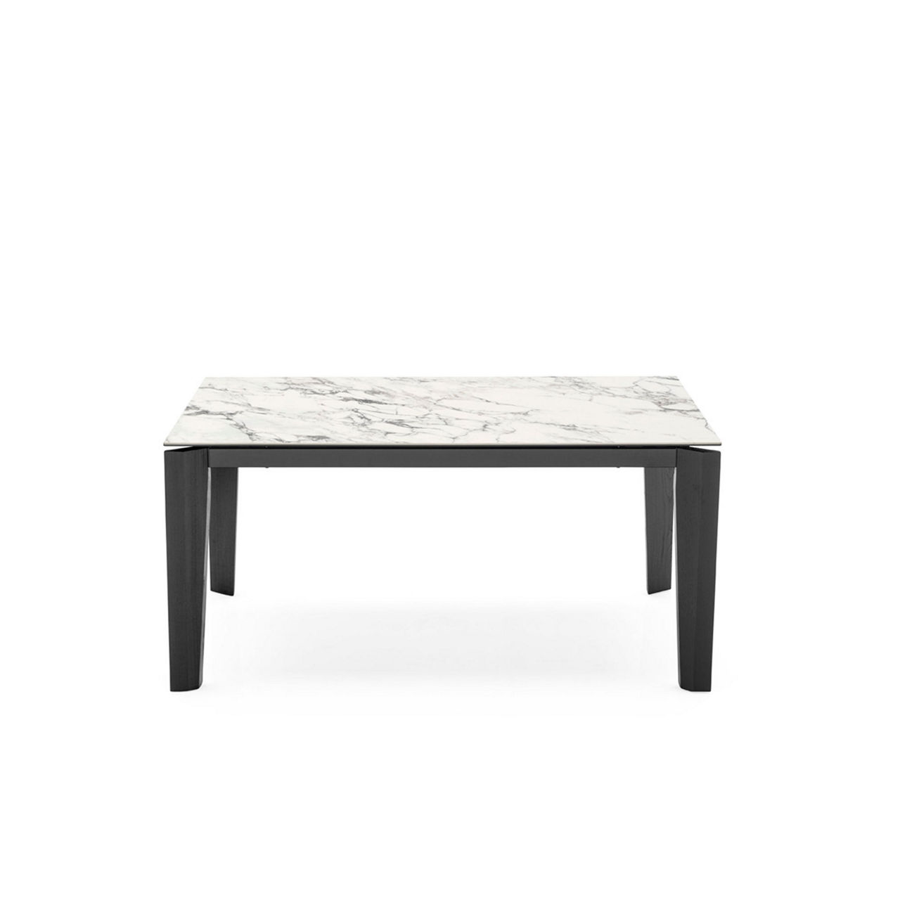 Alpha Extendable Dining Table Matt Black and White Marble
