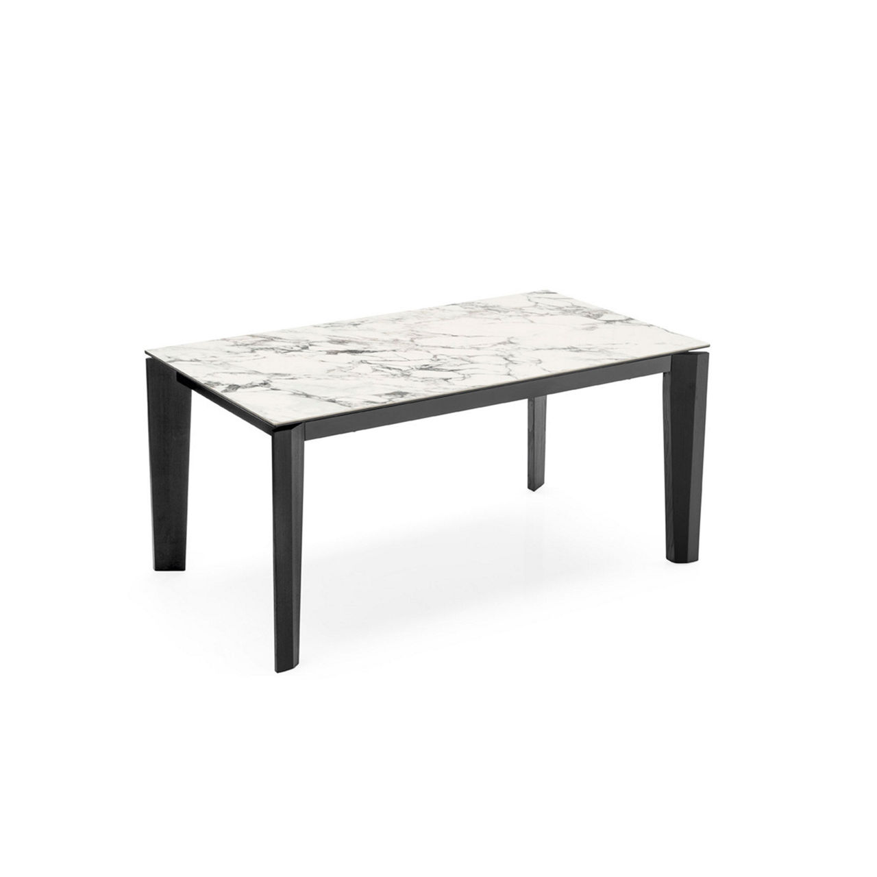 Alpha Extendable Dining Table Matt Black and White Marble