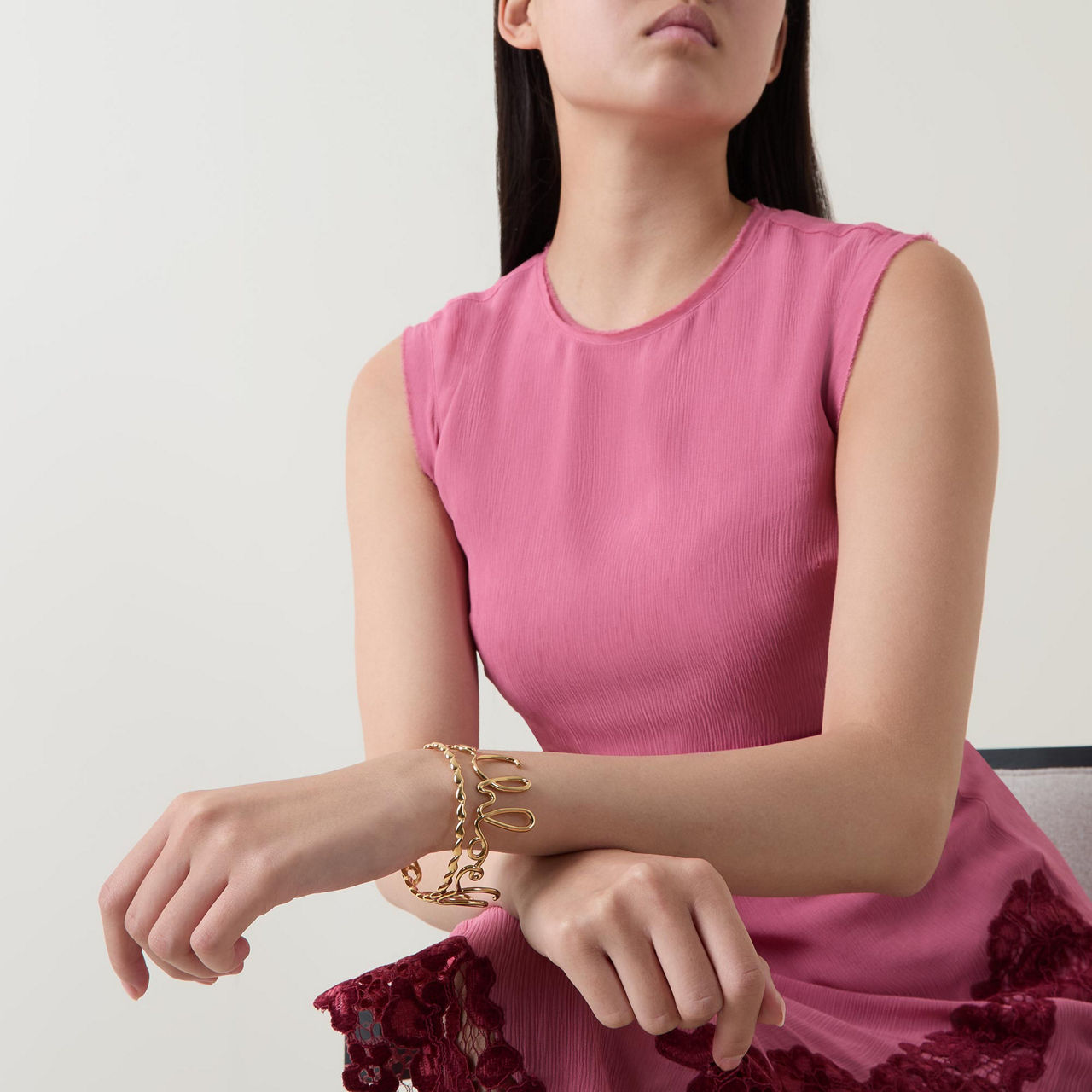 CHLOÉ Logo Script Cuff Bracelet