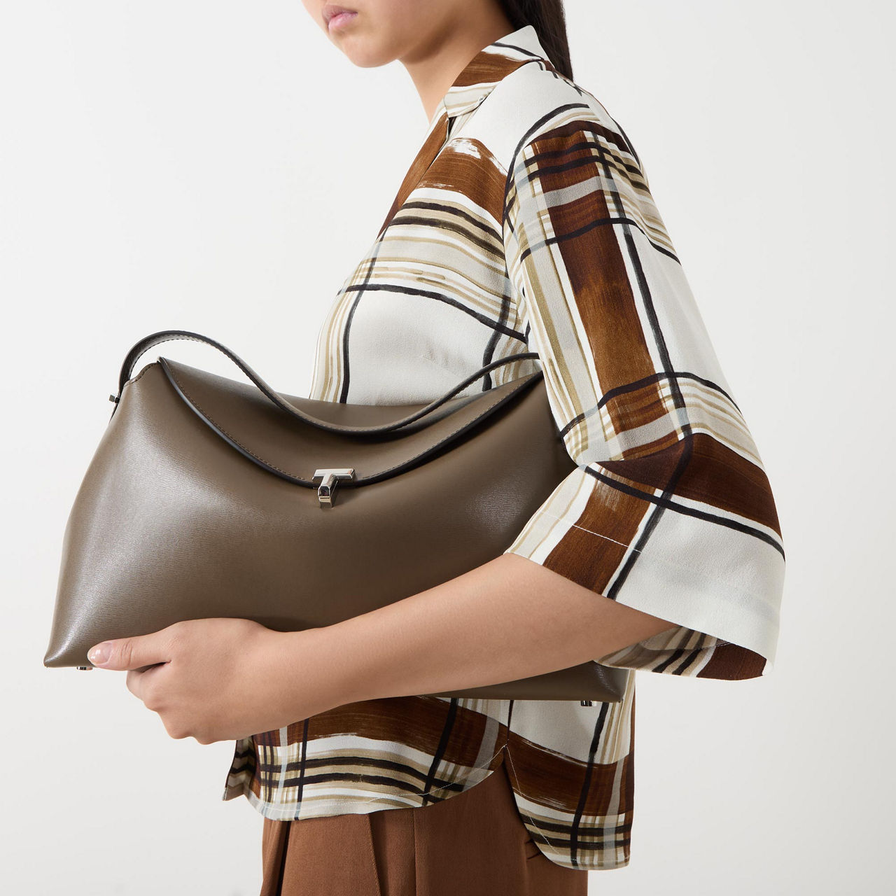 TOTEME T-Lock Leather Top Handle Bag