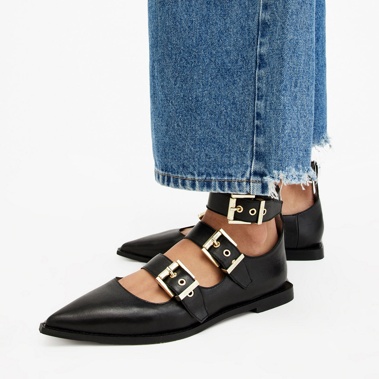 Susan Buckle Pointed Toe Flats