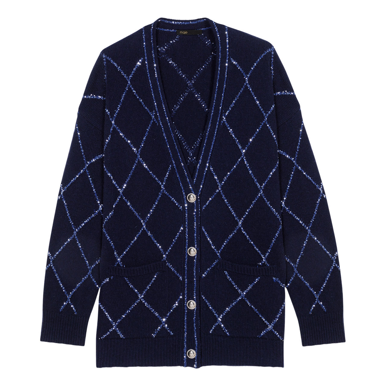 MAJE Diamond Check Cardigan
