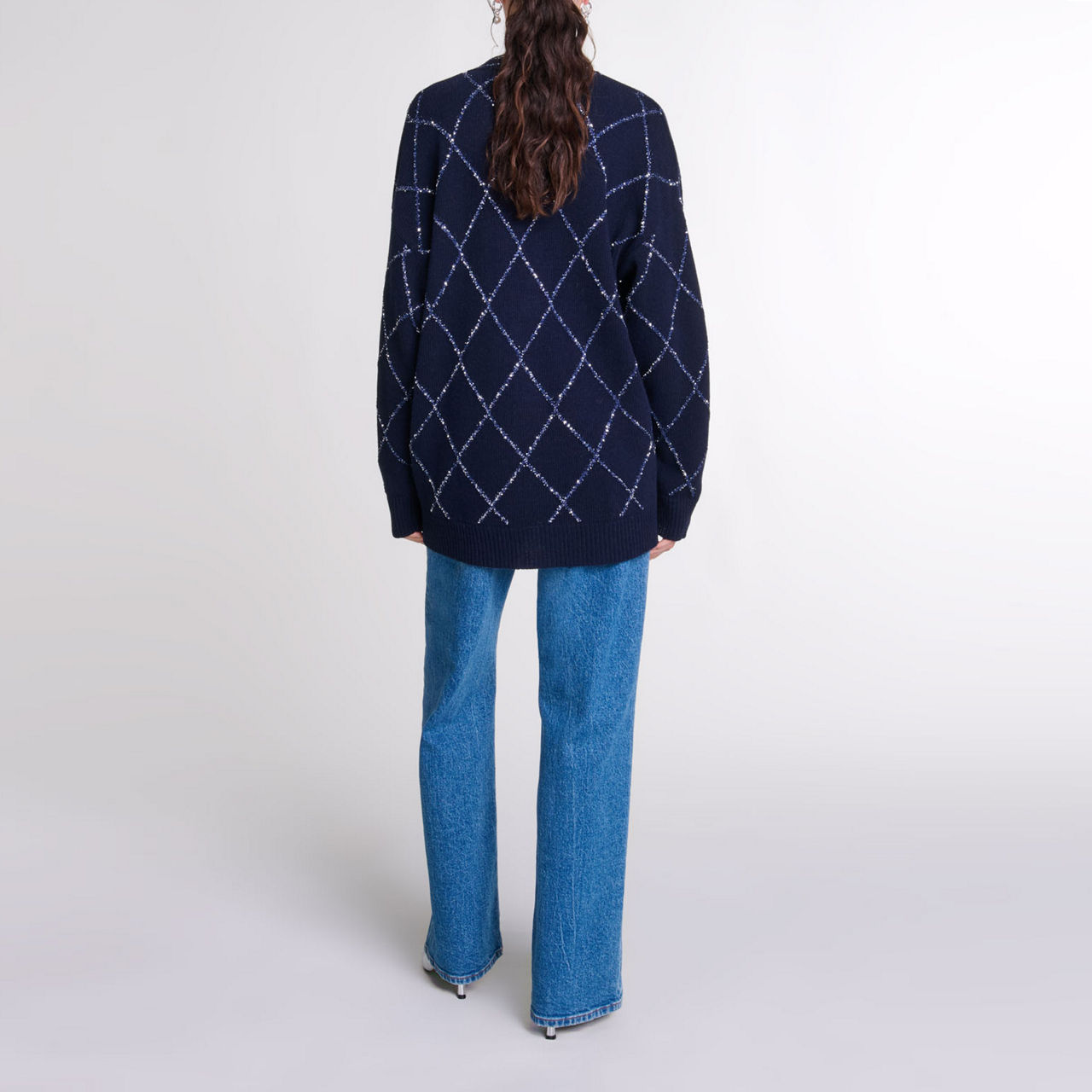 MAJE Diamond Check Cardigan