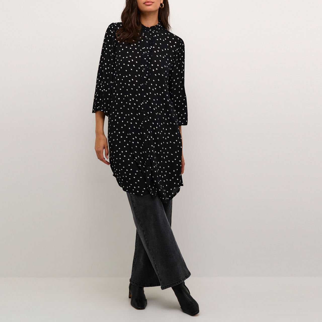 KAFFE Vinni Polka-Dot Shirt Dress