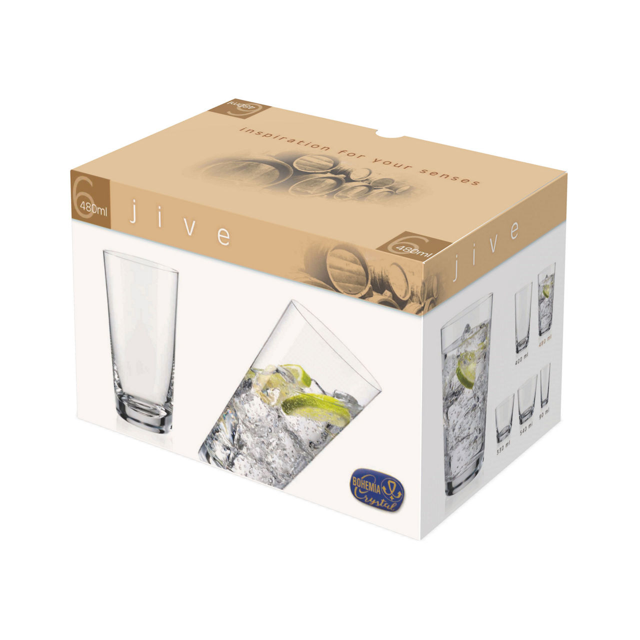 CRYSTALEX Jive Drinking Glass Set of Six, 480ml